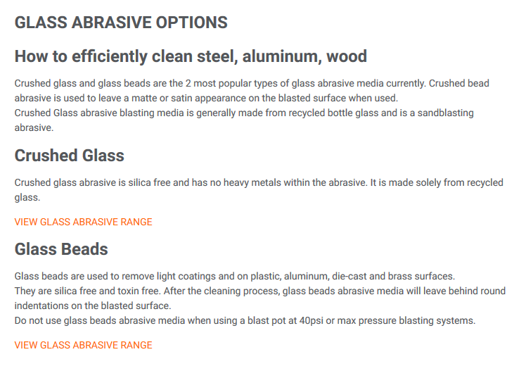 Glass Abrasive Options » Blast Booths Spray Paint Booths Abrasives ...